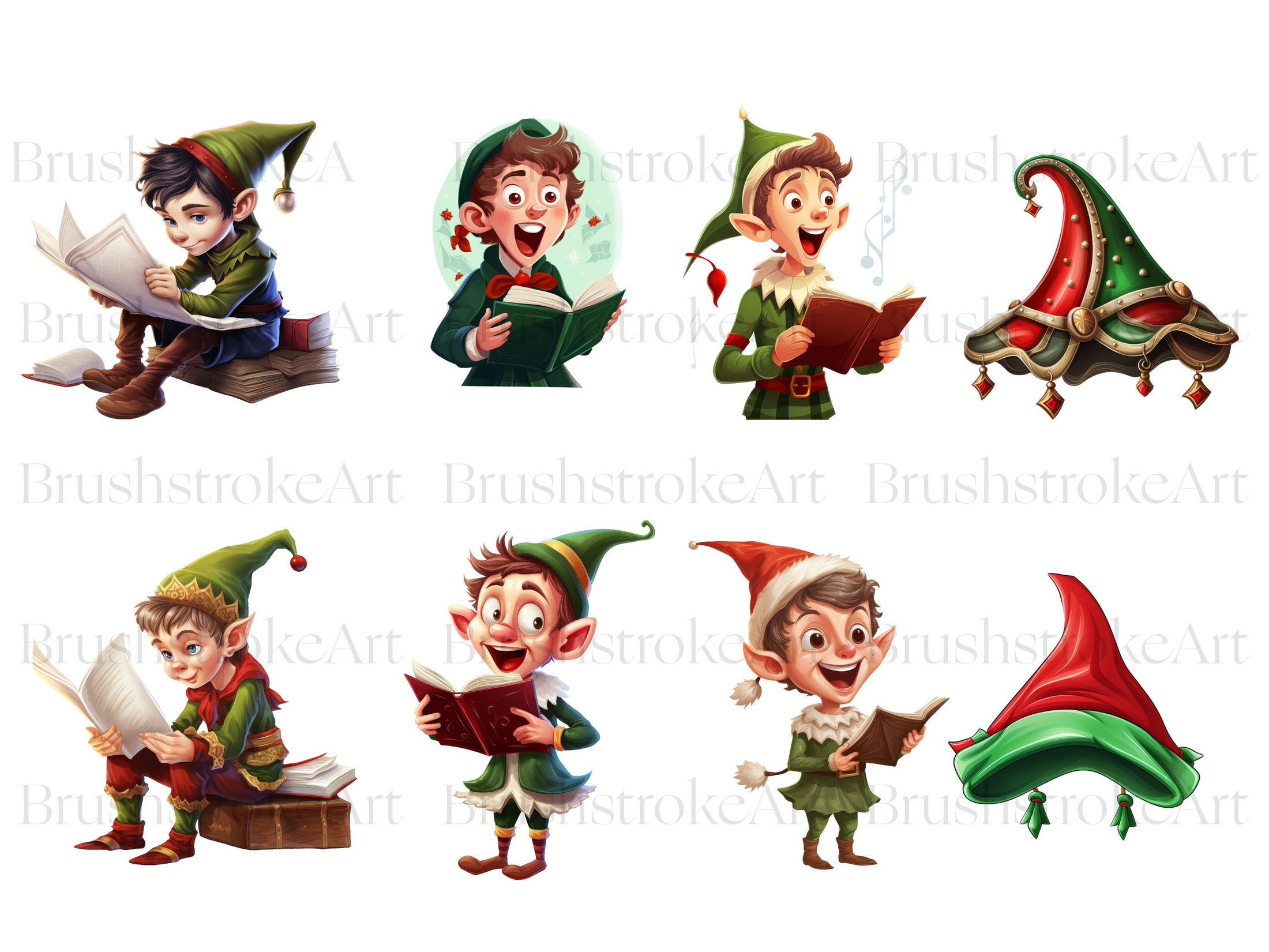 Cute Elf Clipart, Christmas Elves Clip Art, Christmas Gifts – Clipartset