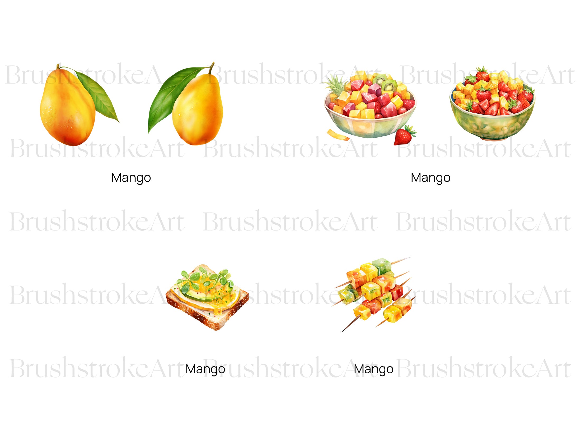 Watercolor Mango Clipart, Tropical Fruit, Yellow Mango PNG – Clipartset