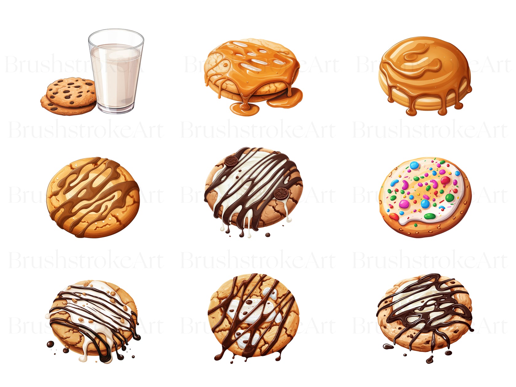 Watercolor Cookie Clipart, Choco Chip Cookie, Yummy Cookies – Clipartset