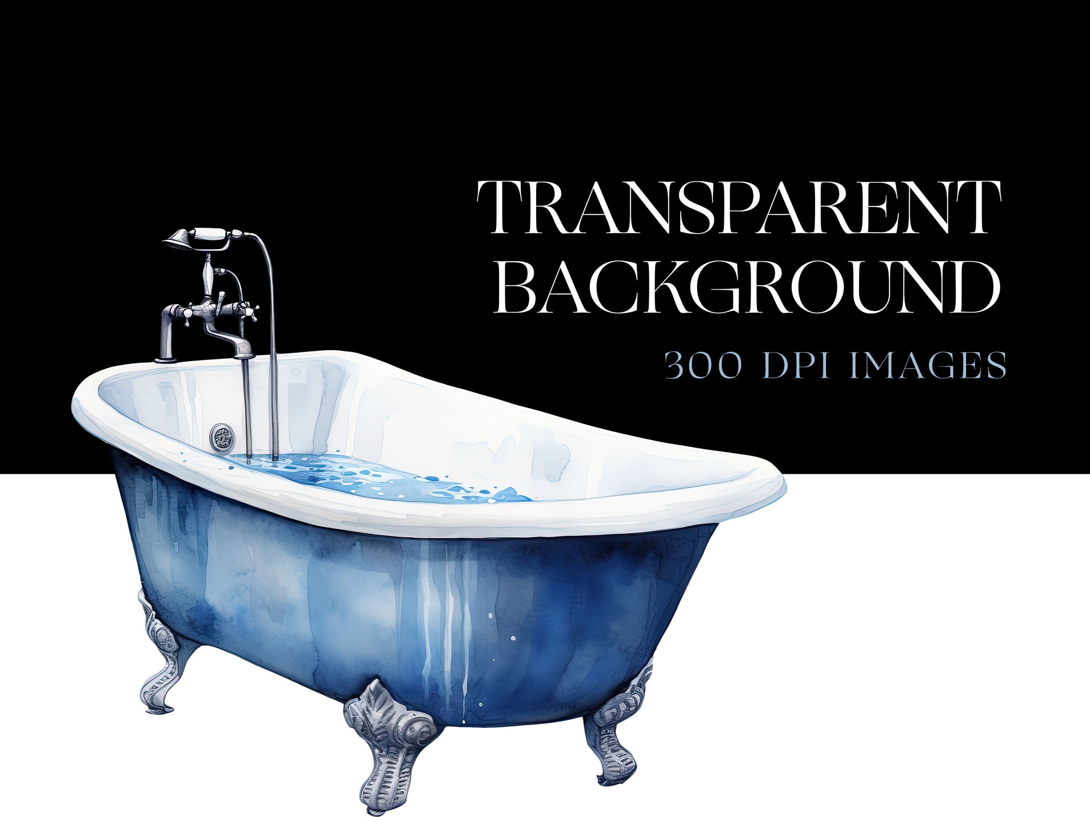 Watercolor Bathroom Clipart, Bath Illustration, Shower PNG, Washroom ...