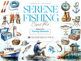 36 Watercolor Fishing Clipart, Fishing Boat, Fisherman, Fishing Gear ...