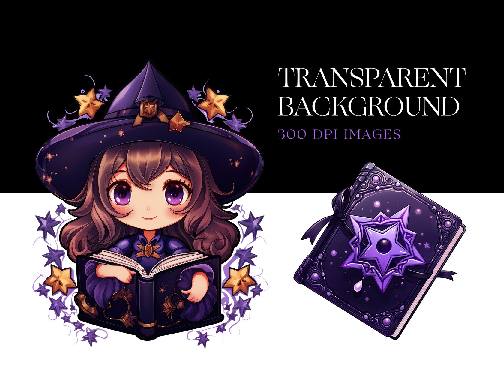 Kawaii Watercolor Halloween Clipart, Vampire, Witch PNG, Halloween Pum ...