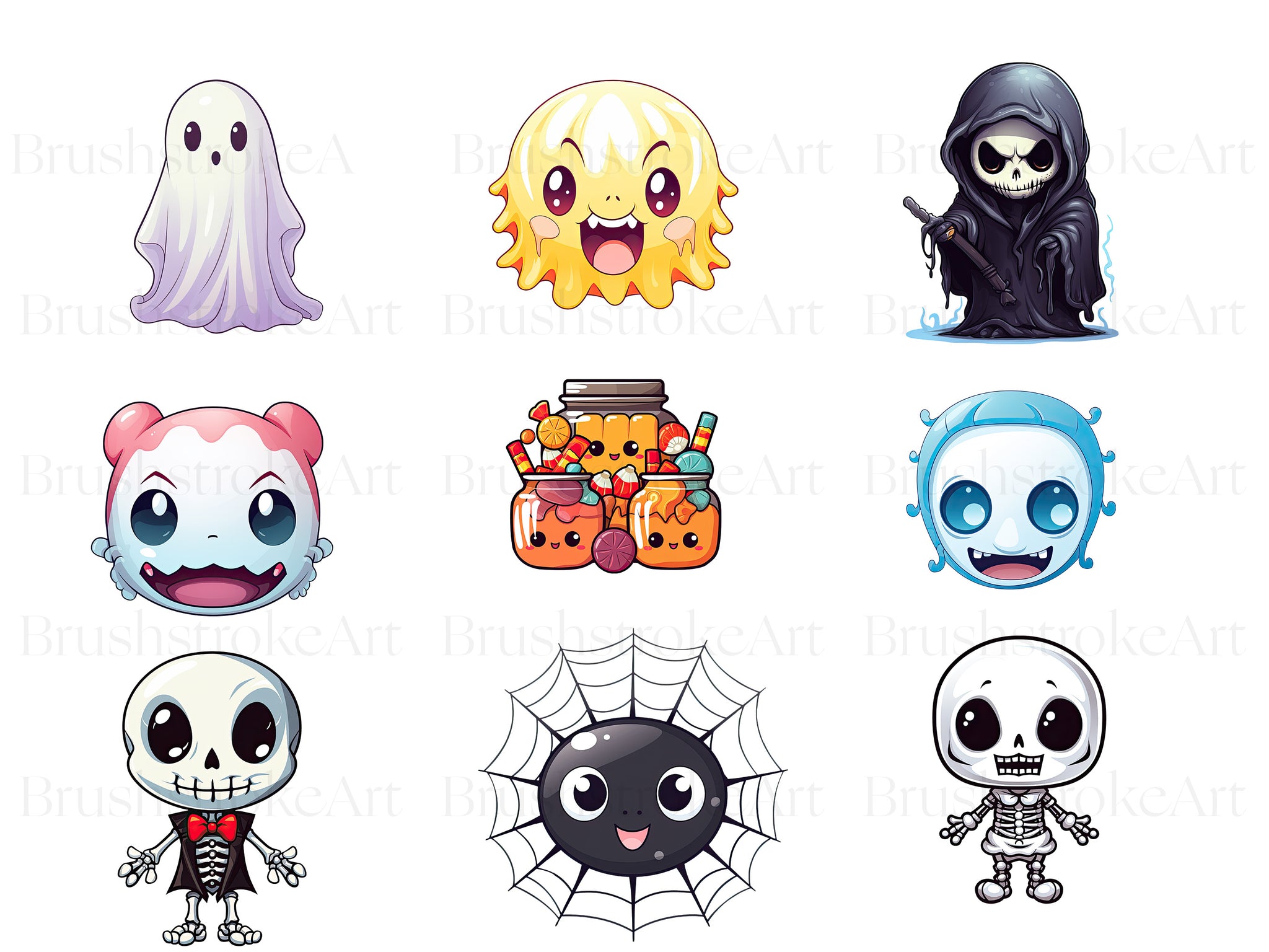 Kawaii Watercolor Halloween Clipart, Vampire, Witch PNG, Halloween Pum ...