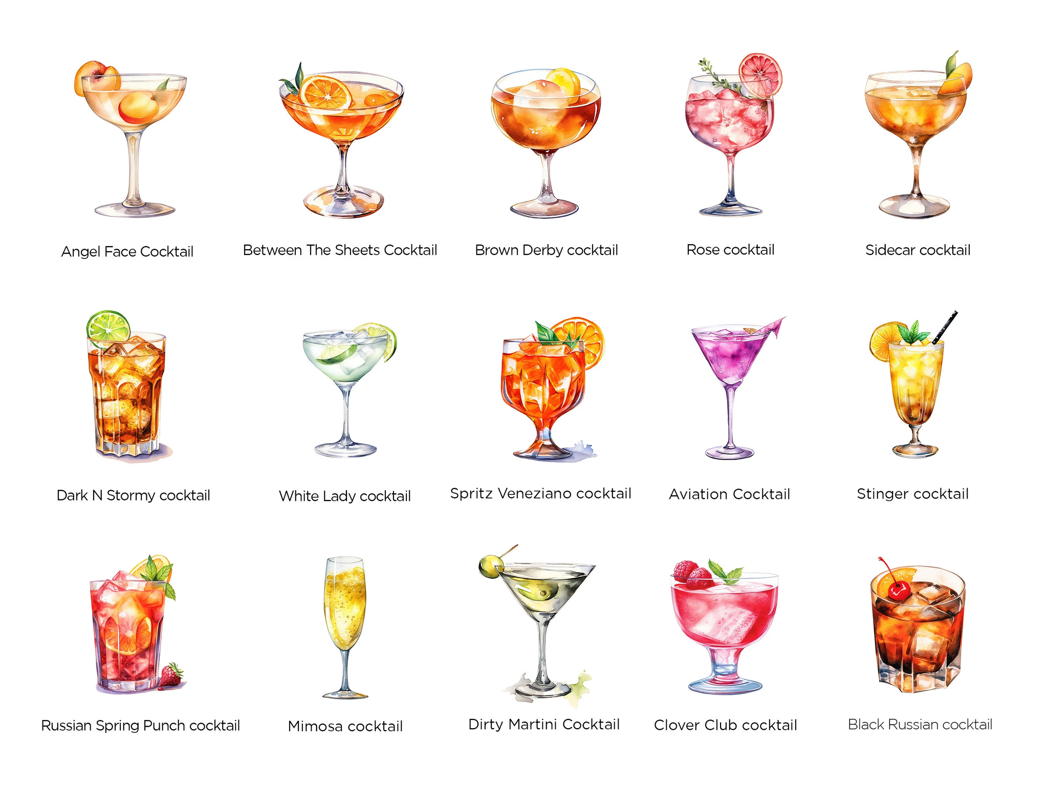 77 Cocktail Clipart, Drinks Illustration, Signature Drink Menu, Cockta ...