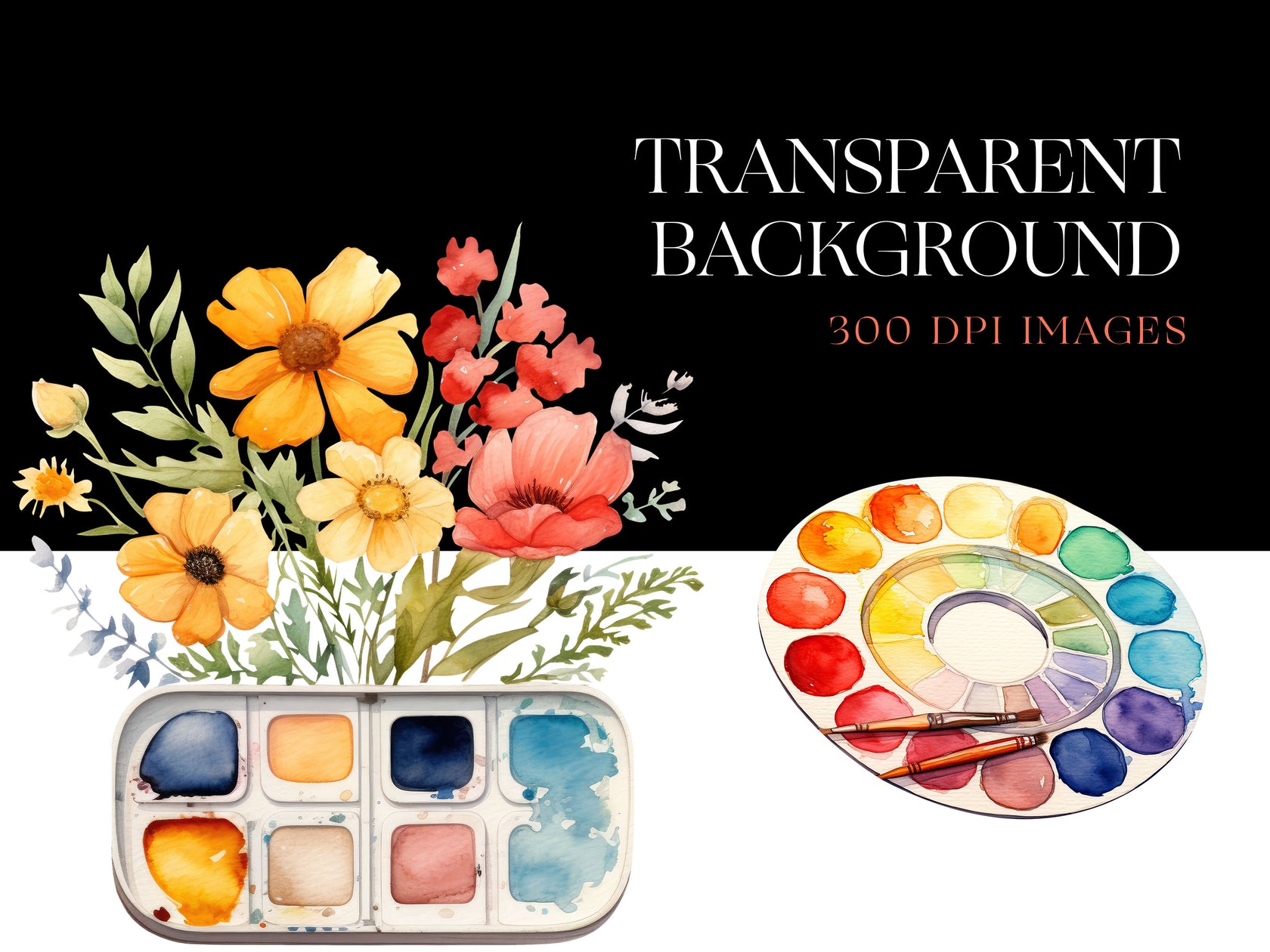 Watercolor Painting Clipart, Paint Brush, Palette, Artist – Clipartset