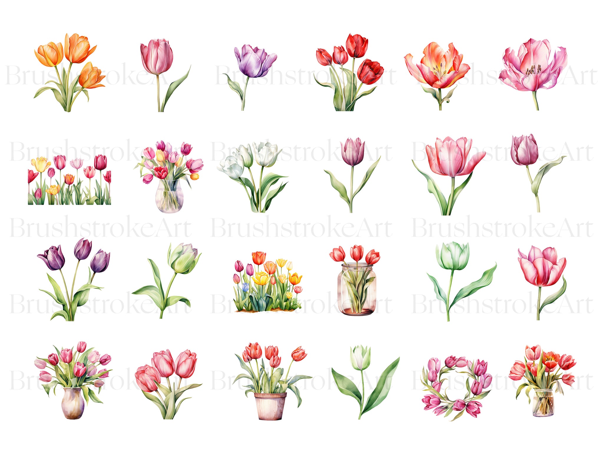Watercolor Tulip Clipart| Boho Wedding Flower| Tulip PNG – Clipartset