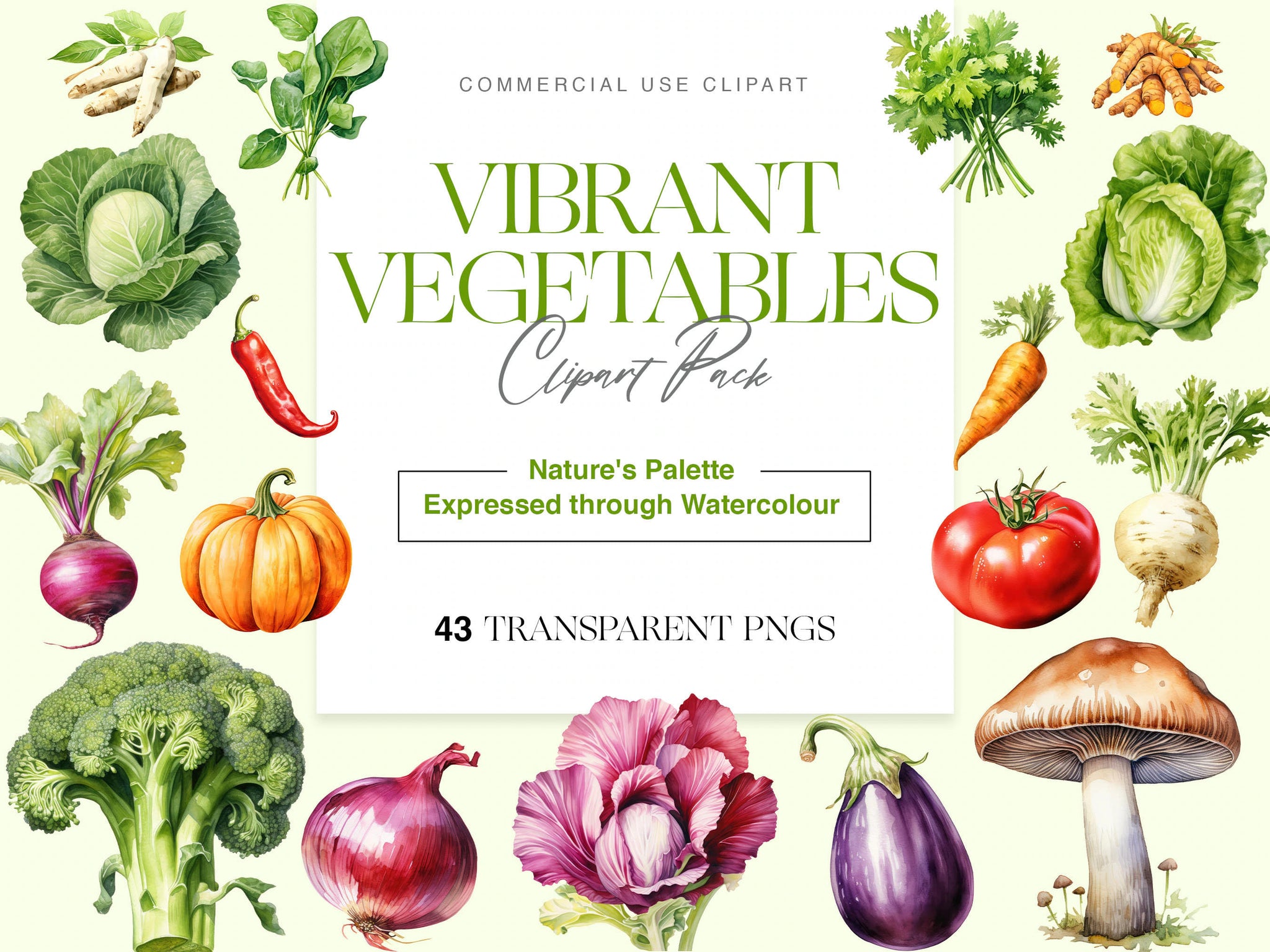 43 Watercolor Vegetables Clipart, Carrot, Onion, Tomato, Vegetarian Fo ...